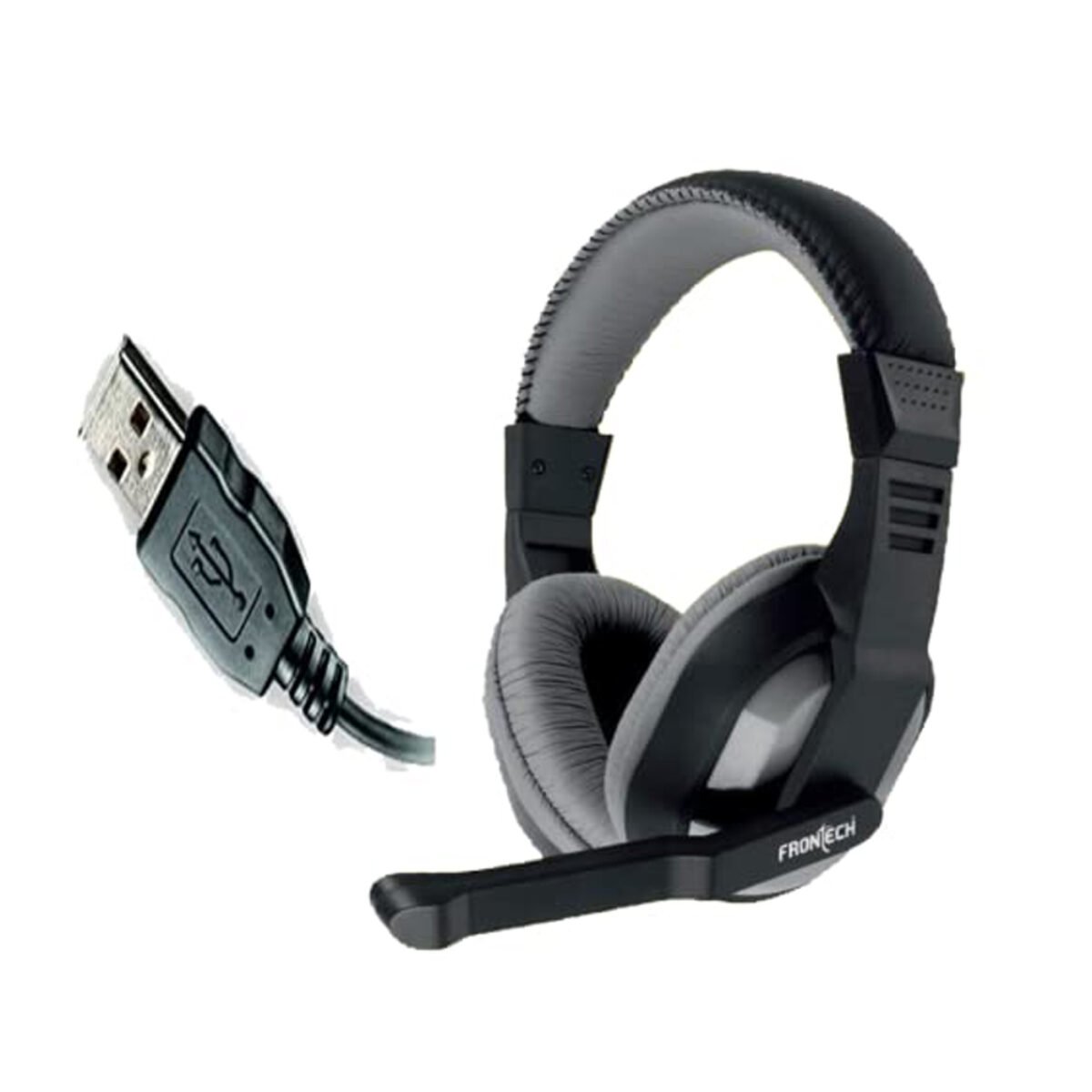 FRONTECH Wired USB Headphone for PC Laptops with Adjustable Headband Mic with 1.8M Cable and Control Pod GadgetsPro